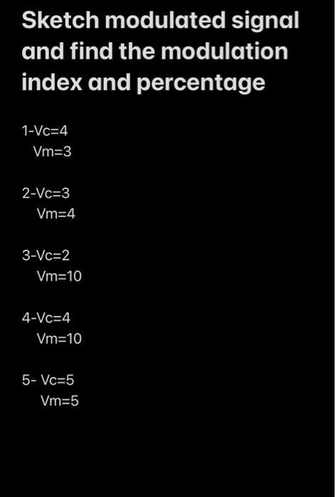 Solved Sketch modulated signal and find the modulation index | Chegg.com