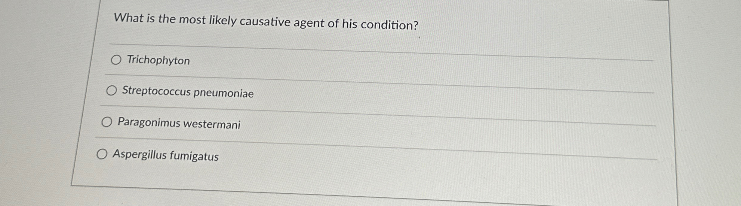 Solved What is the most likely causative agent of his | Chegg.com