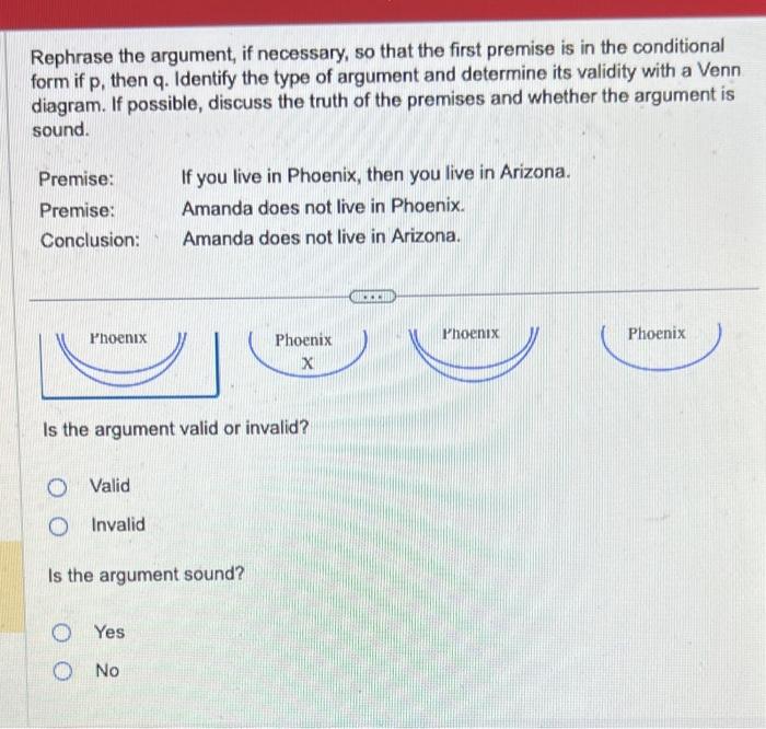 Solved Rephrase the argument, if necessary, so that the | Chegg.com