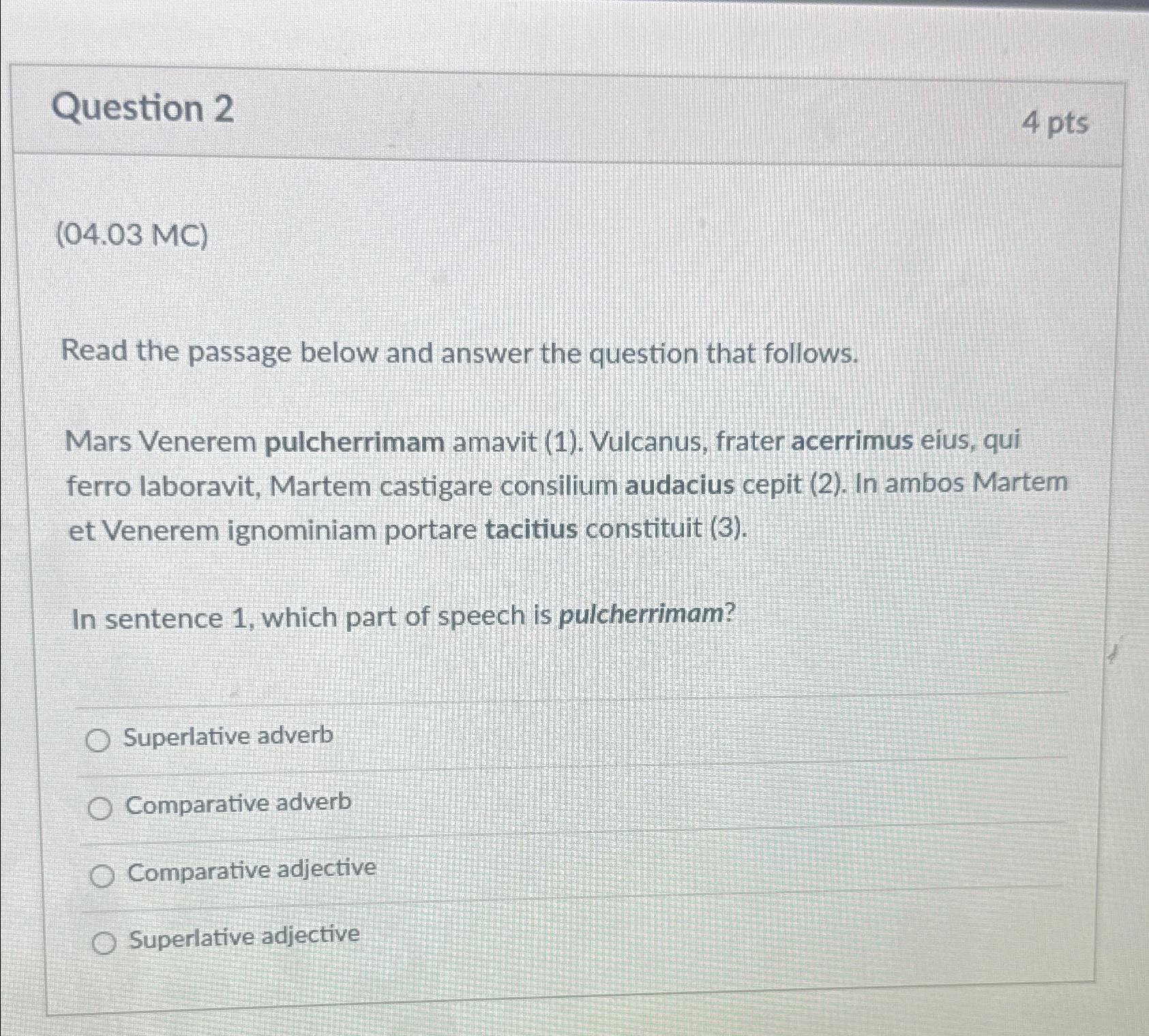 Solved Question 24 ﻿pts(04.03 ﻿MC)Read the passage below and | Chegg.com