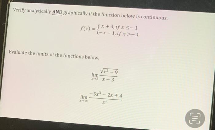 Solved Verify analytically AND graphically if the function | Chegg.com