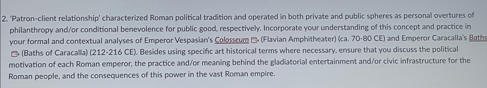 Solved 'Patron-client relationship' characterized Roman | Chegg.com
