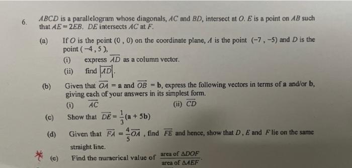 Solved 3 ABCD is a parallelogram whose diagonals, AC and BD, | Chegg.com