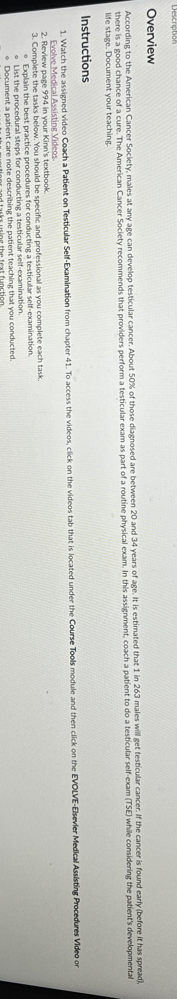 Solved DescriptionOverview life stage. Document your | Chegg.com