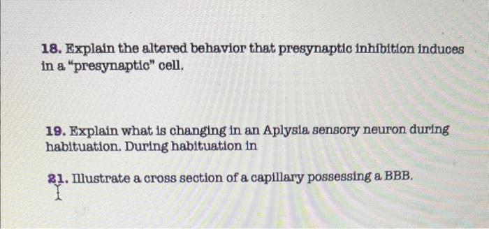 Solved 18. Explain the eltered behavior that presynaptic | Chegg.com