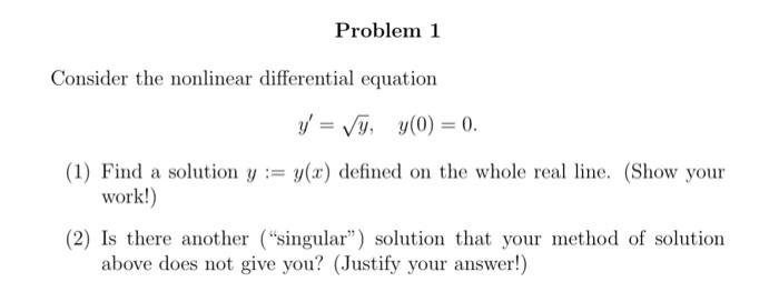 Solved Consider the nonlinear differential equation | Chegg.com