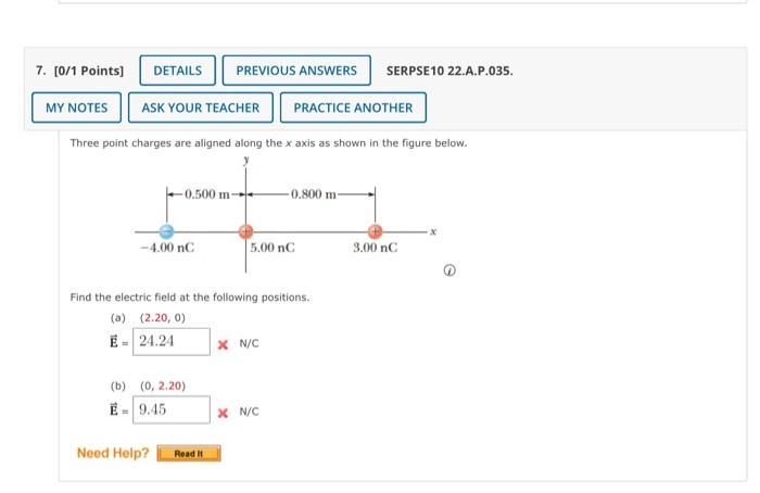 Solved Three point charges are aligned along the x axis as | Chegg.com