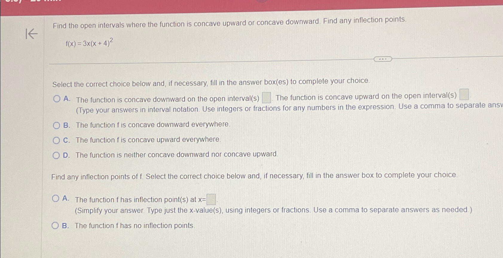 Find the open intervals where the function is concave | Chegg.com