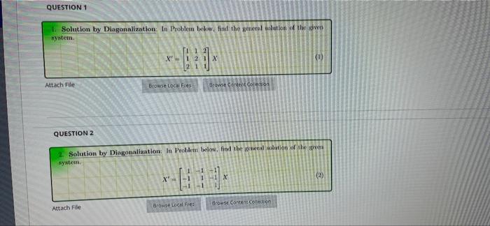 Solved 3. Solution by Diagonalization: In Problem below, | Chegg.com