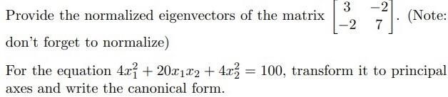 Provide the normalized eigenvectors of the matrix | Chegg.com
