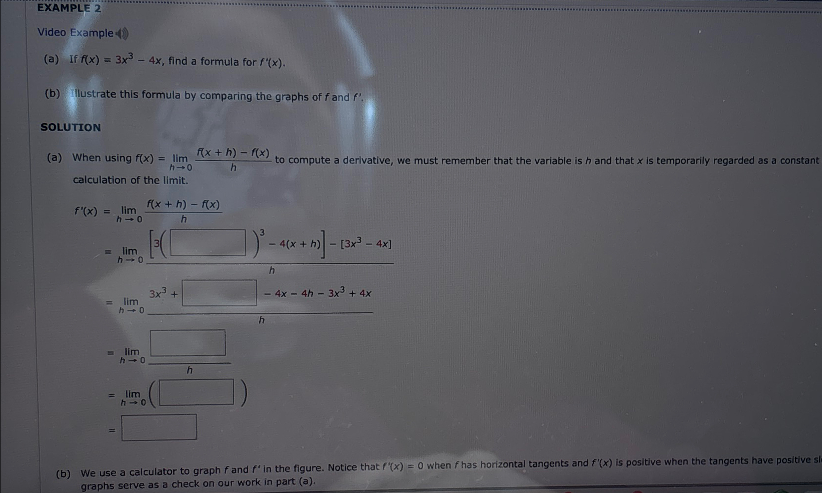 Solved EXAMPLE 2Video Example(a) ﻿If f(x)=3x3-4x, ﻿find a | Chegg.com