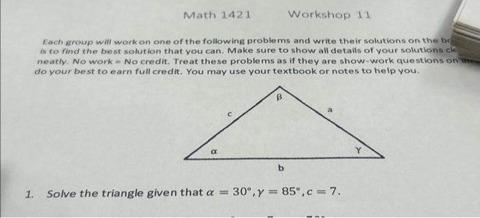 Solved 1. Math 1421 Each group will work on one of the | Chegg.com