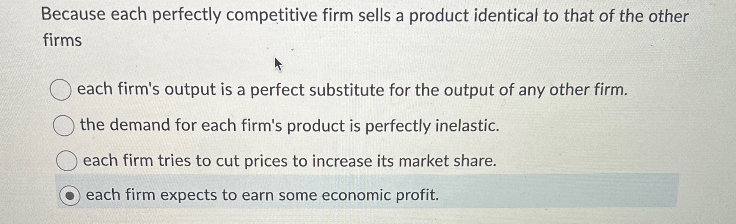 Solved Because each perfectly competitive firm sells a | Chegg.com