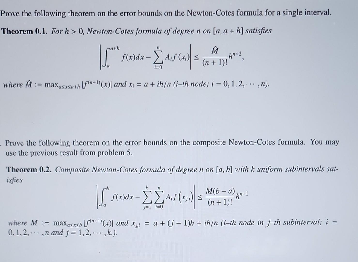 Prove the following theorem on the error bounds on | Chegg.com