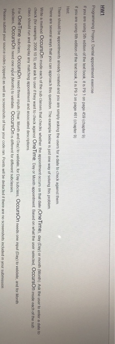 HW1 Programming Project Dental appointment exercise | Chegg.com