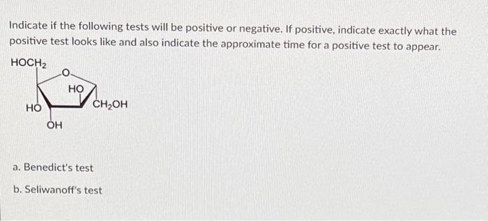 Solved Indicate if the following tests will be positive or | Chegg.com