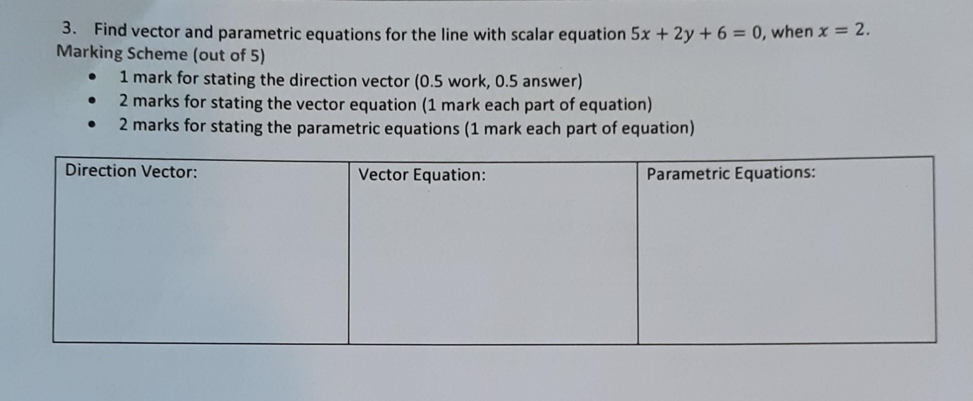 Solved 3. Find vector and parametric equations for the line | Chegg.com