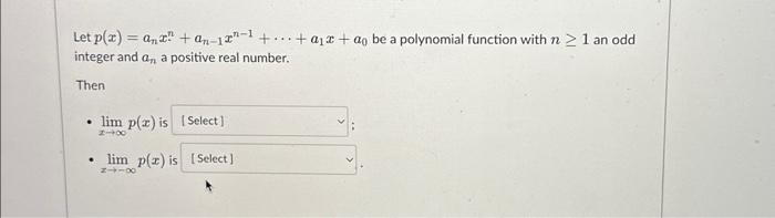 Solved Let p(x)=anxn+an−1xn−1+⋯+a1x+a0 be a polynomial | Chegg.com