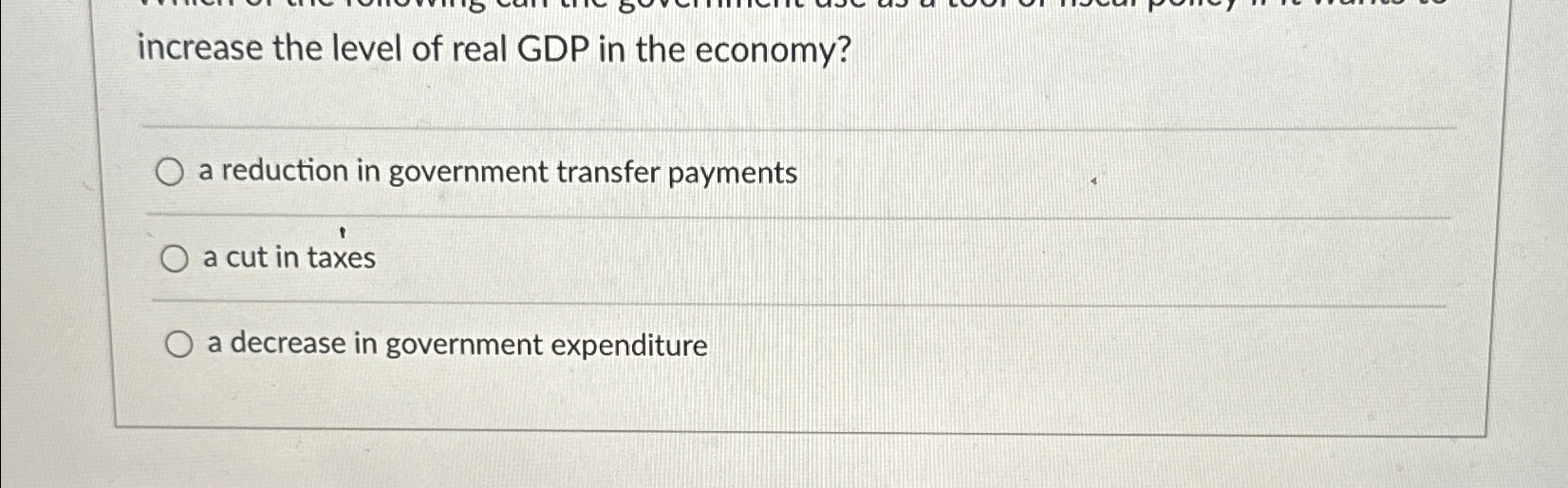 Solved increase the level of real GDP in the economy?a | Chegg.com