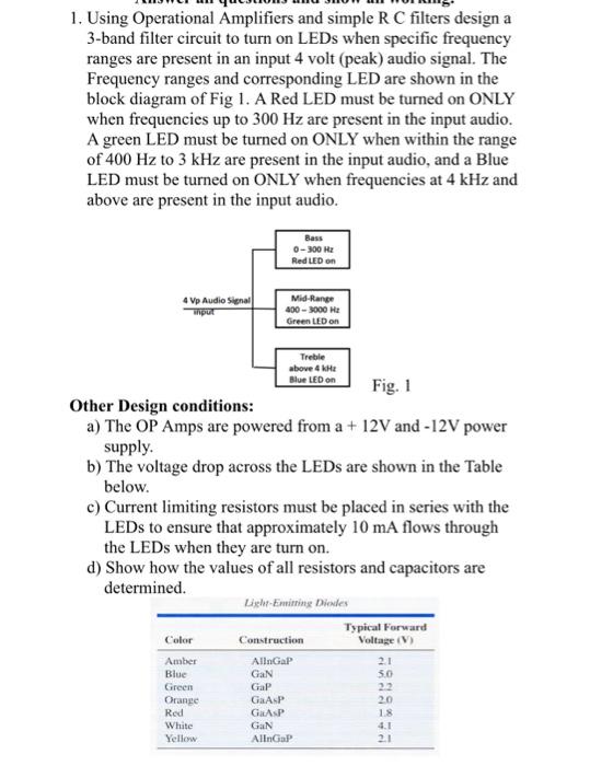 1. Using Operational Amplifiers and simple R C | Chegg.com