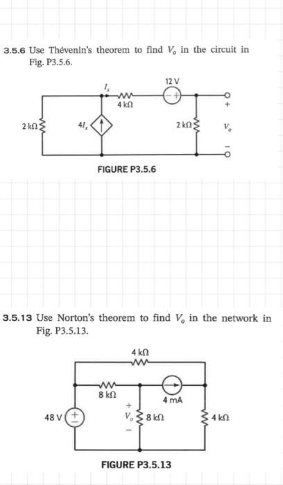 Solved 3.5.6 Use Thévenin's theorem to find V0 in the | Chegg.com