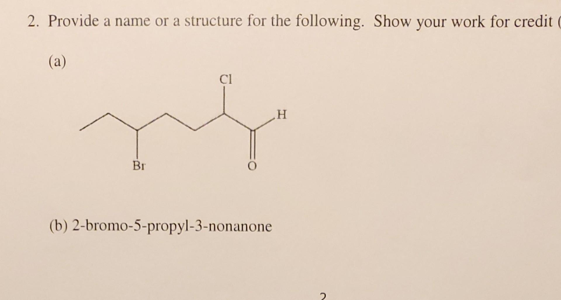 Solved 2. Provide a name or a structure for the following. | Chegg.com