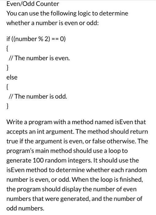 Solved Even/Odd Counter You can use the following logic to | Chegg.com
