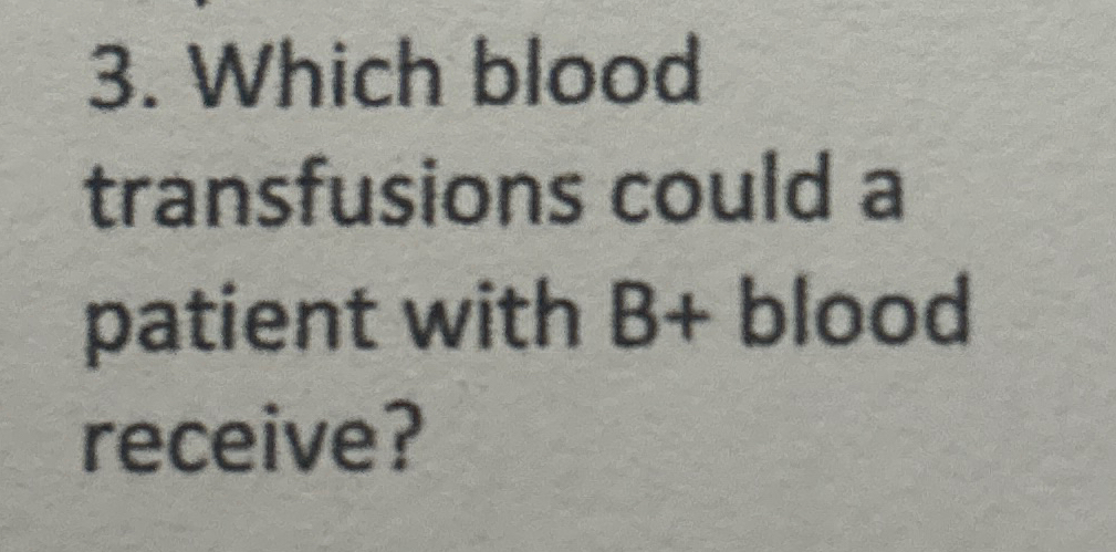Solved Which blood transfusions could a patient with B+ | Chegg.com