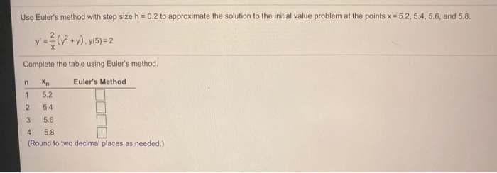 Solved Use Euler's method with step size h = 0.2 to | Chegg.com