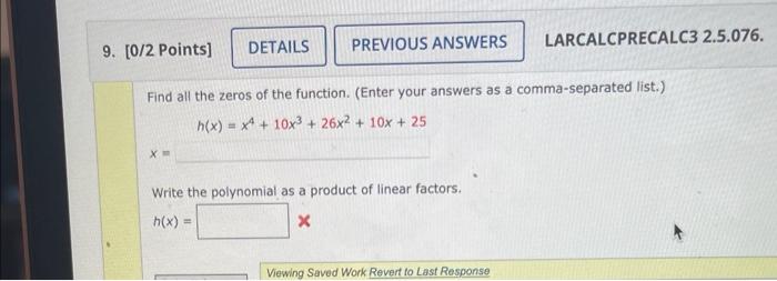 Solved Find all the zeros of the function. (Enter your | Chegg.com