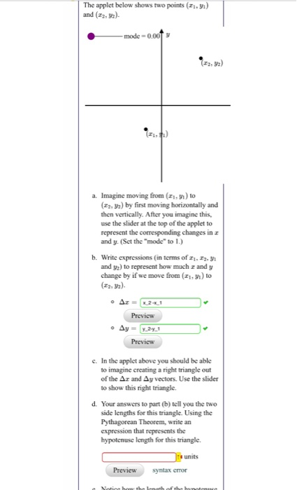 Solved The applet below shows two points (1.1) and (5, 4). 2 | Chegg.com
