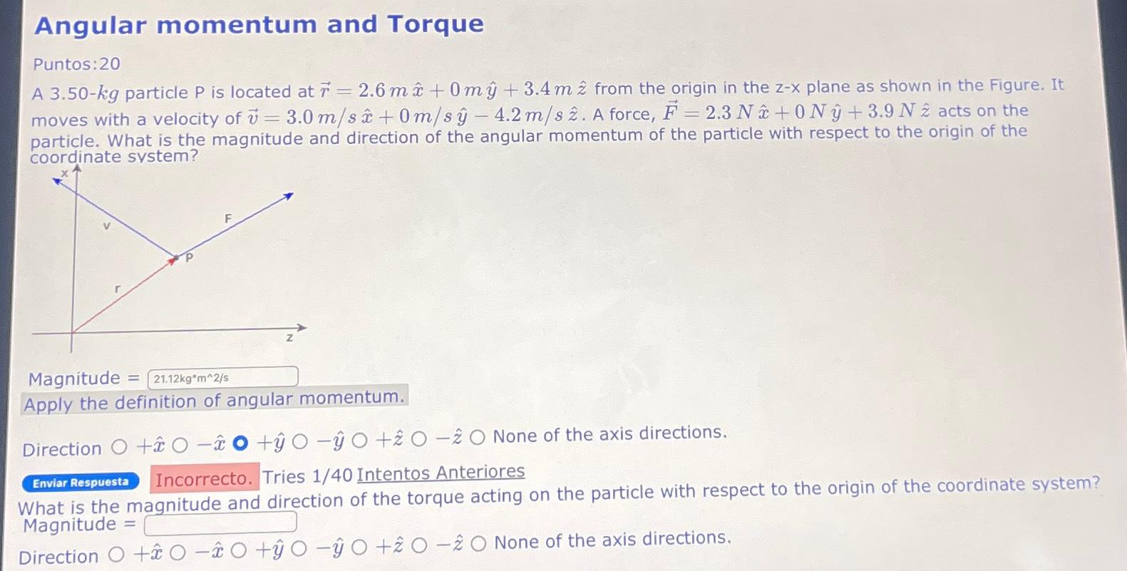 Solved Angular momentum and TorquePuntos: 20A 3.50-kg | Chegg.com