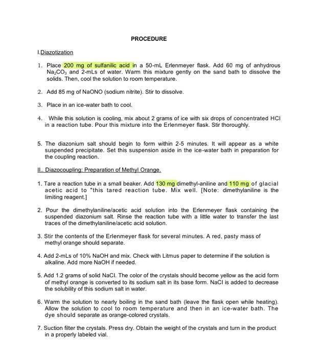 Solved EXPERIMENT 29 DIAZOTIZATION/DIAZOCOUPLING: | Chegg.com