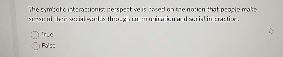 Solved The symbolic interactionist perspective is based on | Chegg.com