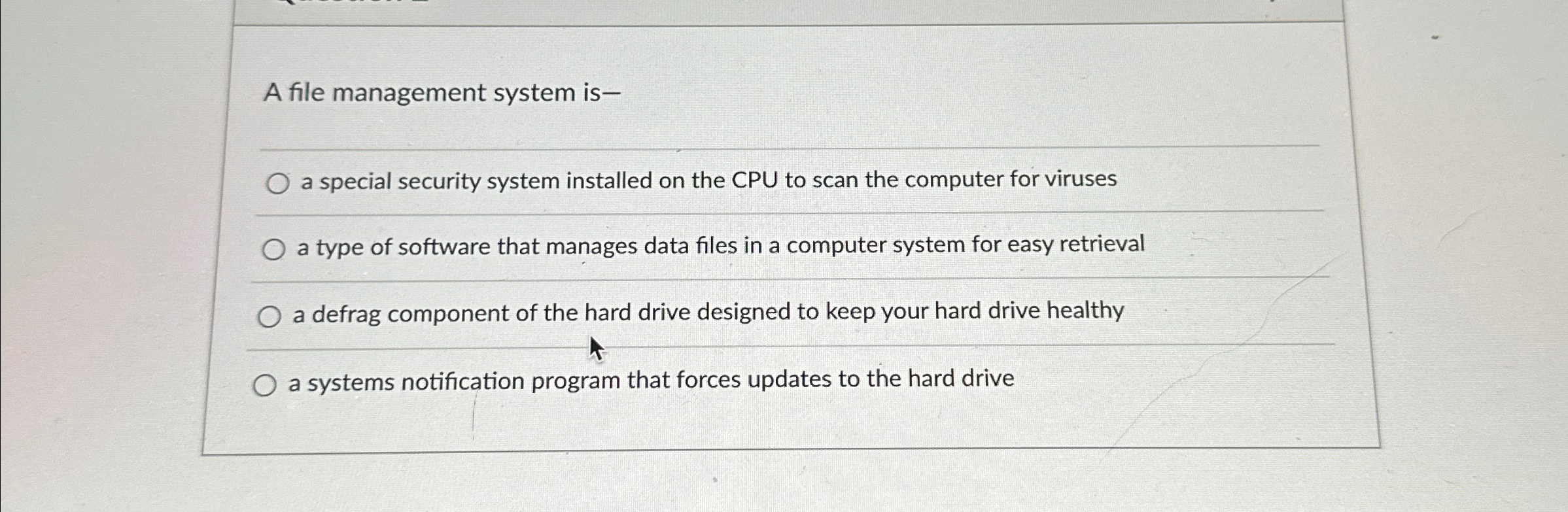 Solved A file management system is-a special security system | Chegg.com