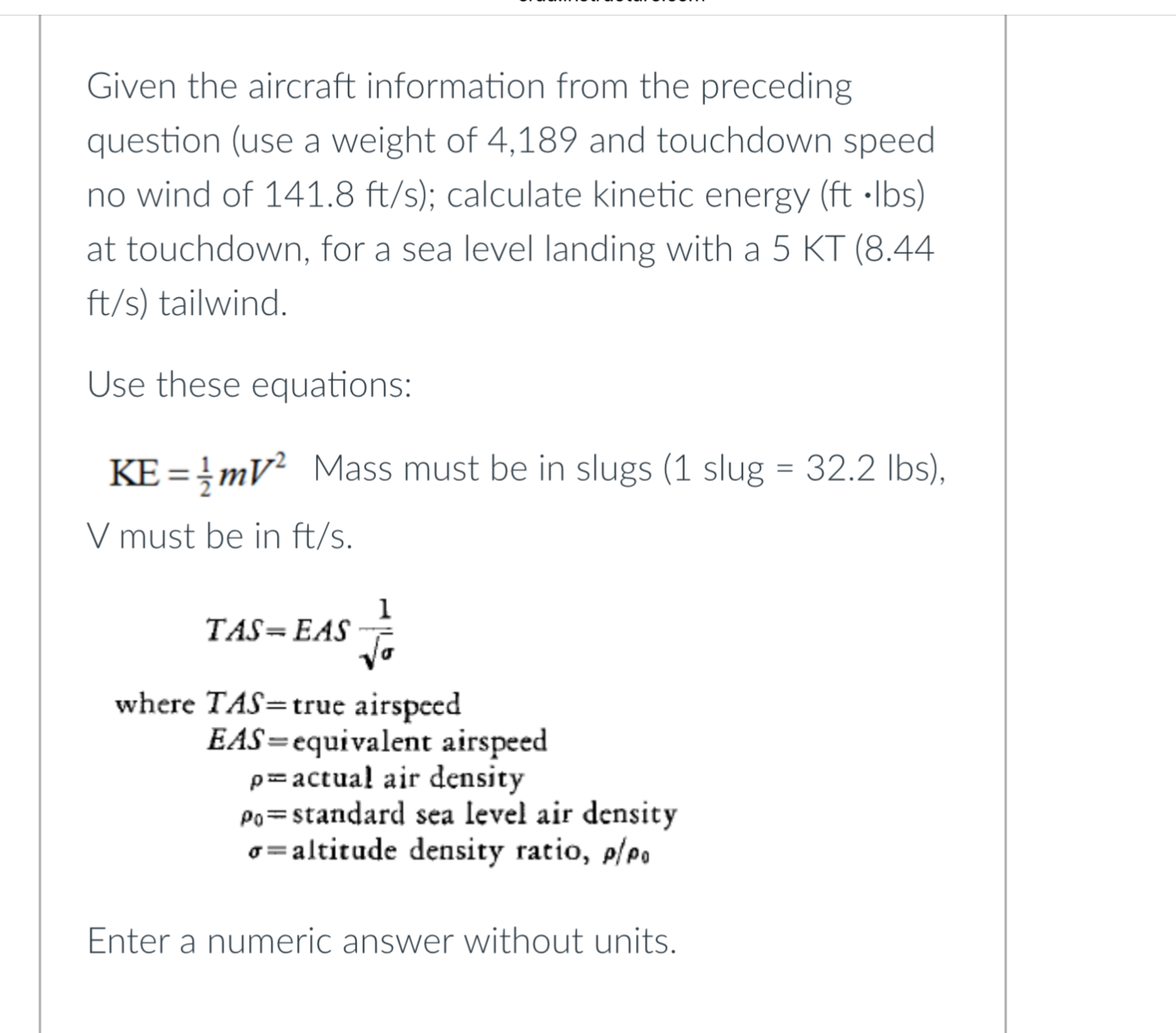 Solved Given the aircraft information from the | Chegg.com