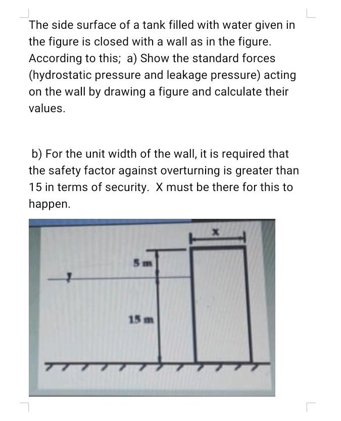Solved The side surface of a tank filled with water given in | Chegg.com