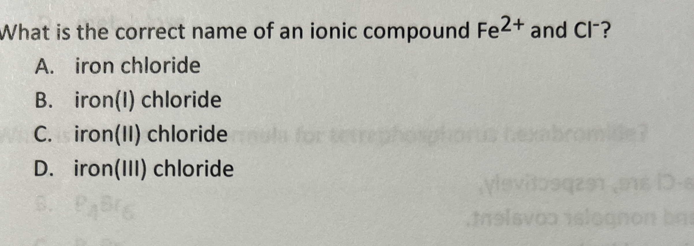 Solved What is the correct name of an ionic compound Fe2+ | Chegg.com