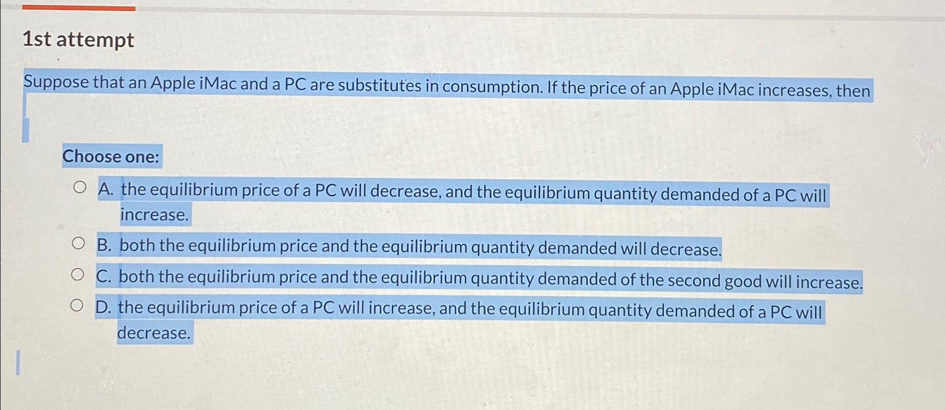 Solved 1st attemptSuppose that an Apple iMac and a PC are | Chegg.com