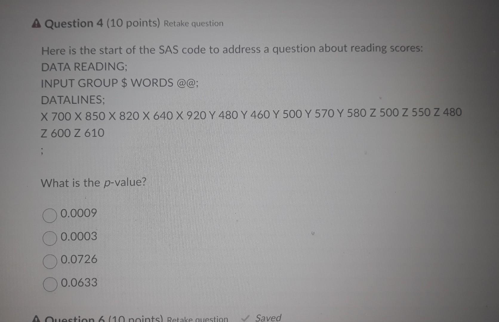 Solved A Question 4 (10 points) Retake question Here is the | Chegg.com