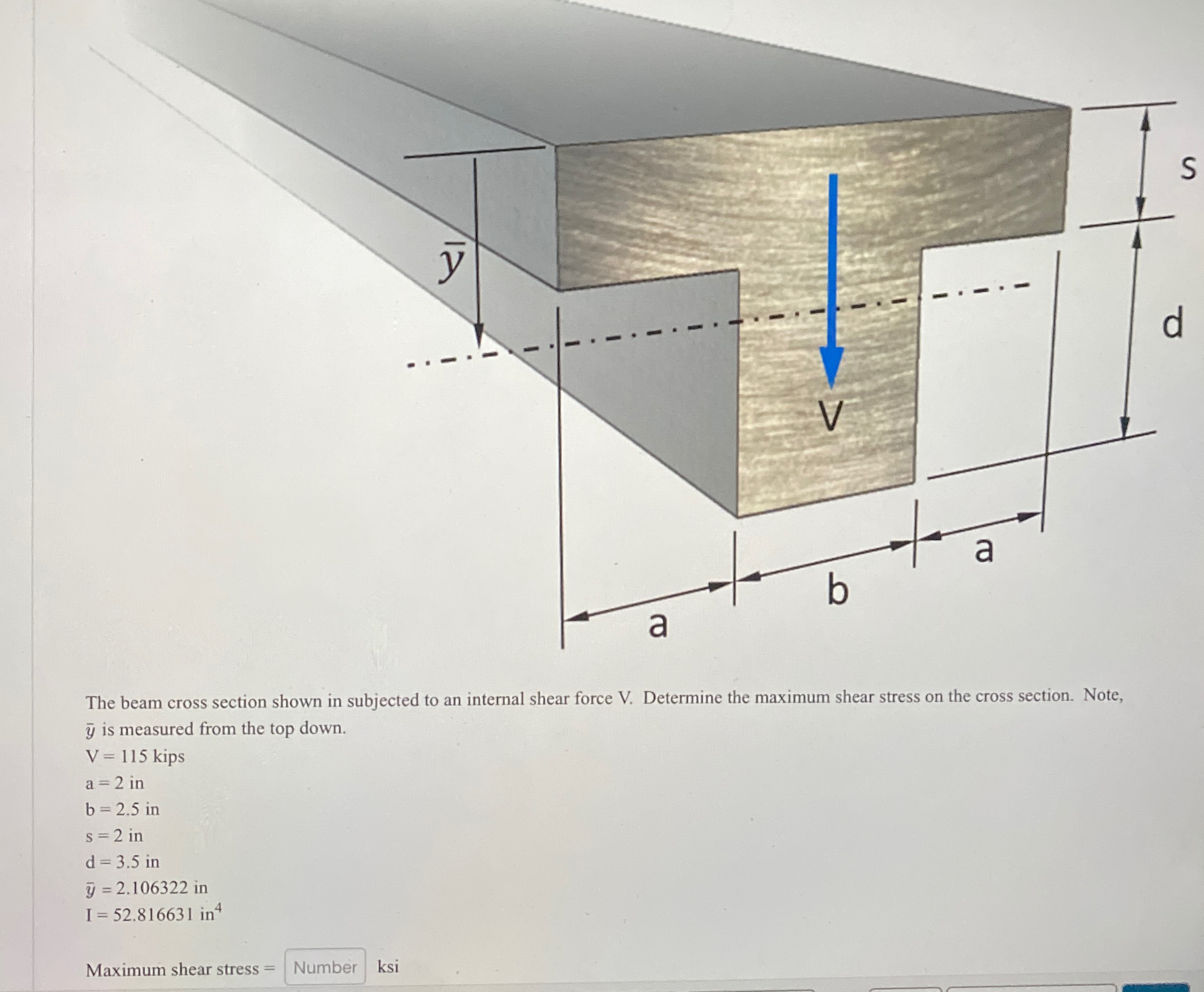 Solved The beam cross section shown in subjected to an | Chegg.com