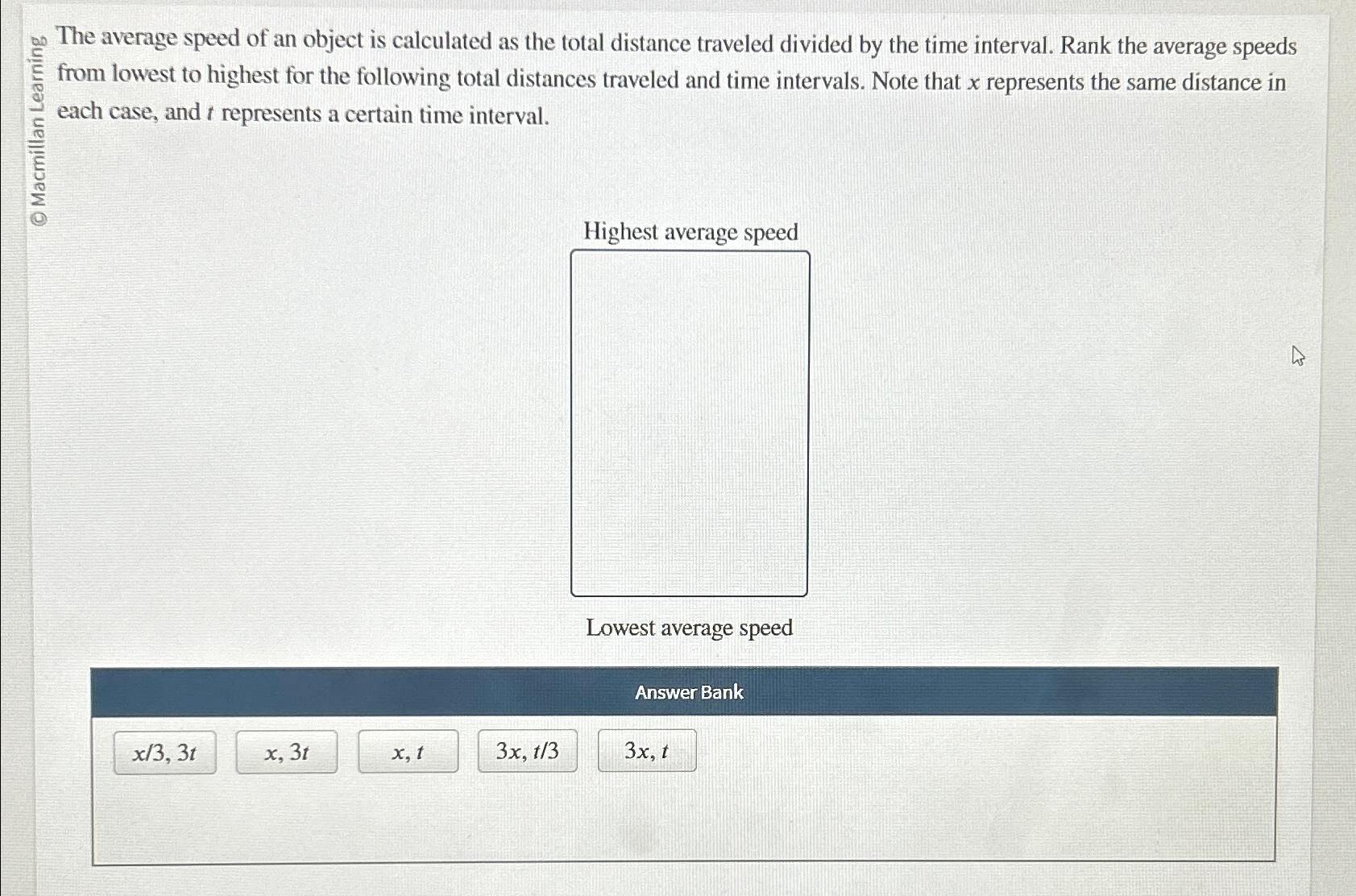 Solved The average speed of an object is calculated as the | Chegg.com