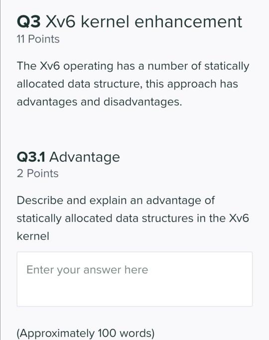 Solved Q3 Xv6 kernel enhancement 11 Points The Xv6 operating | Chegg.com