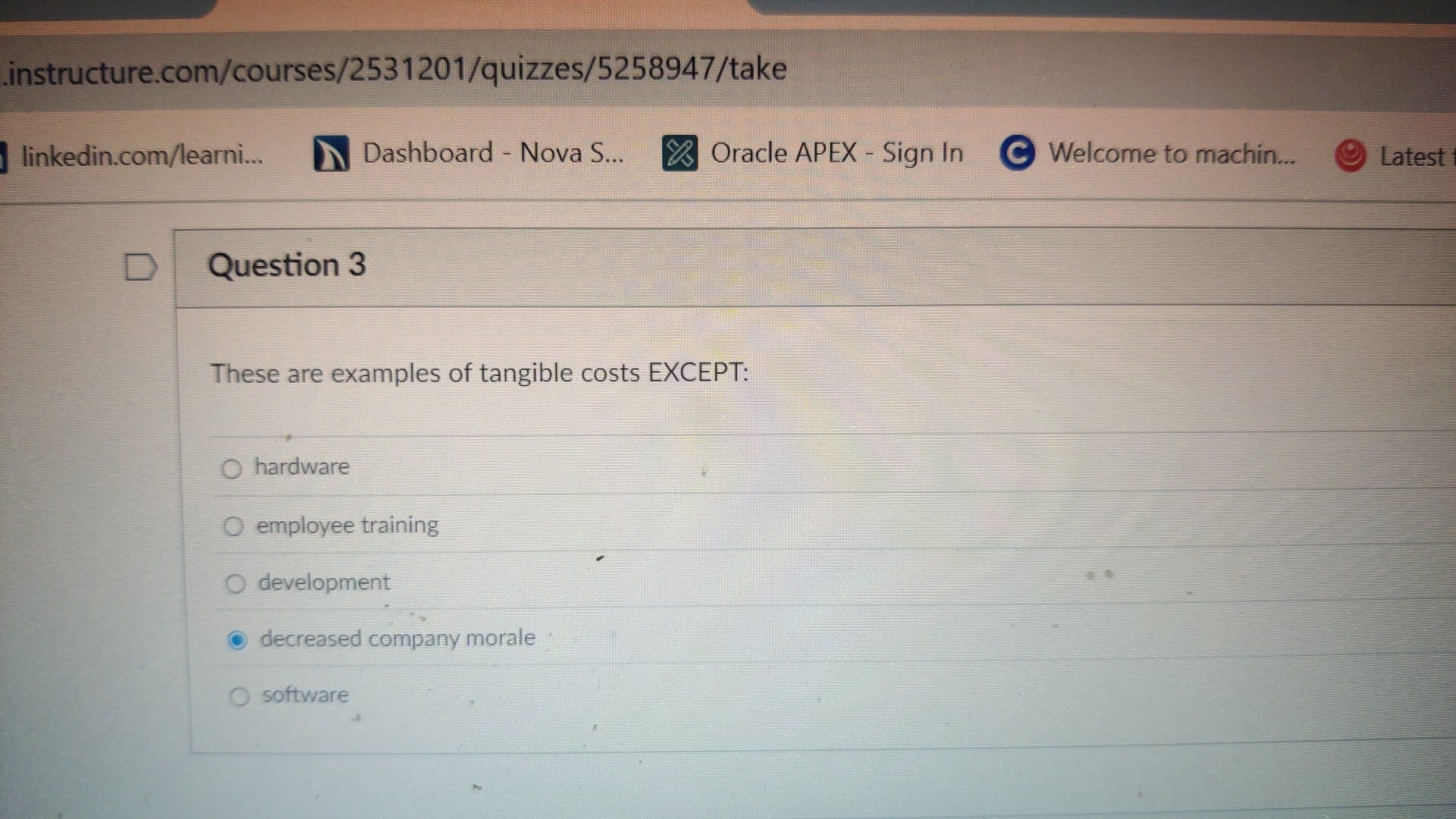 Solved Question 3These are examples of tangible costs | Chegg.com
