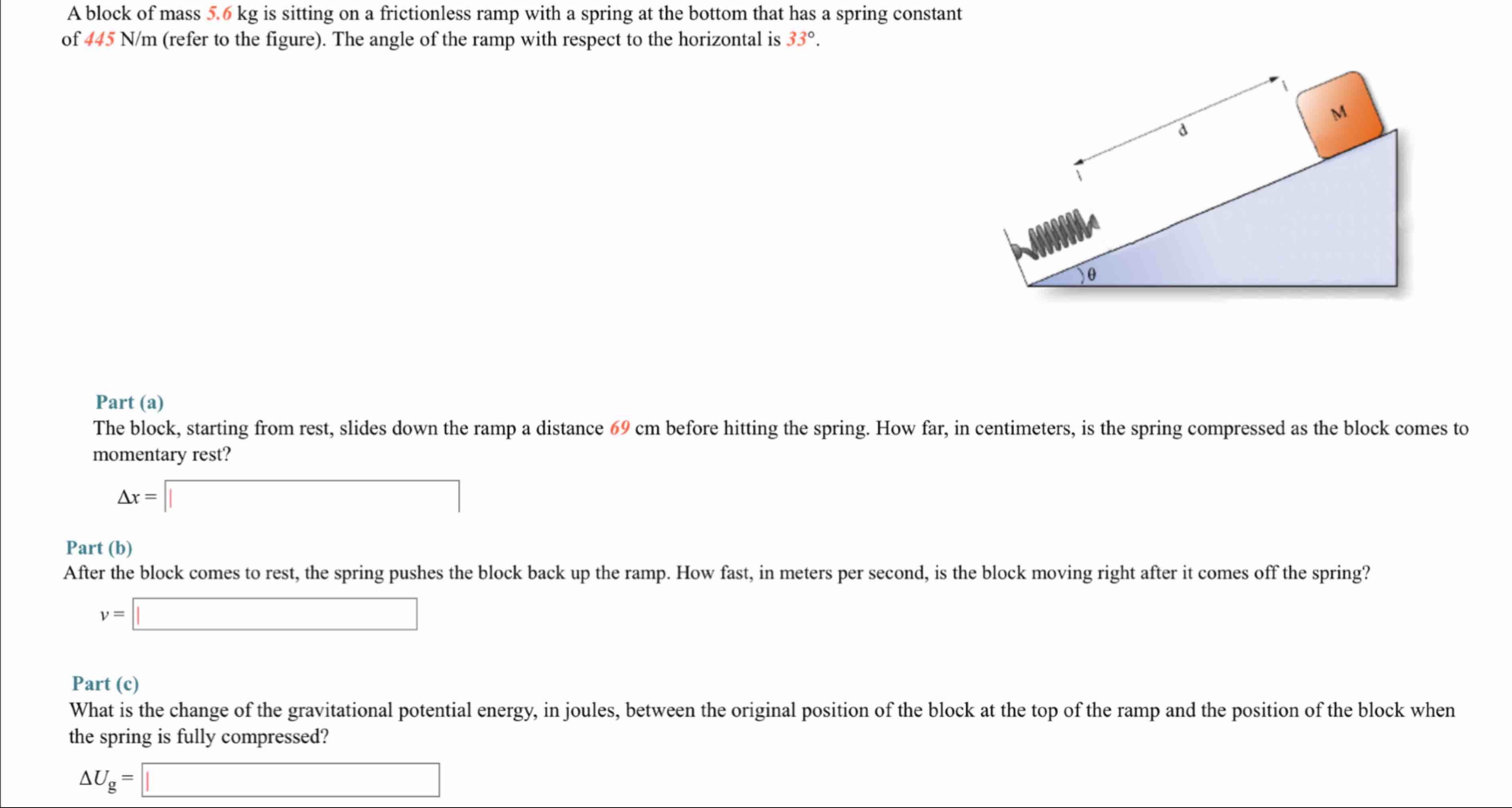 Solved A block of mass 5.6 ﻿kg is sitting on a frictionless | Chegg.com