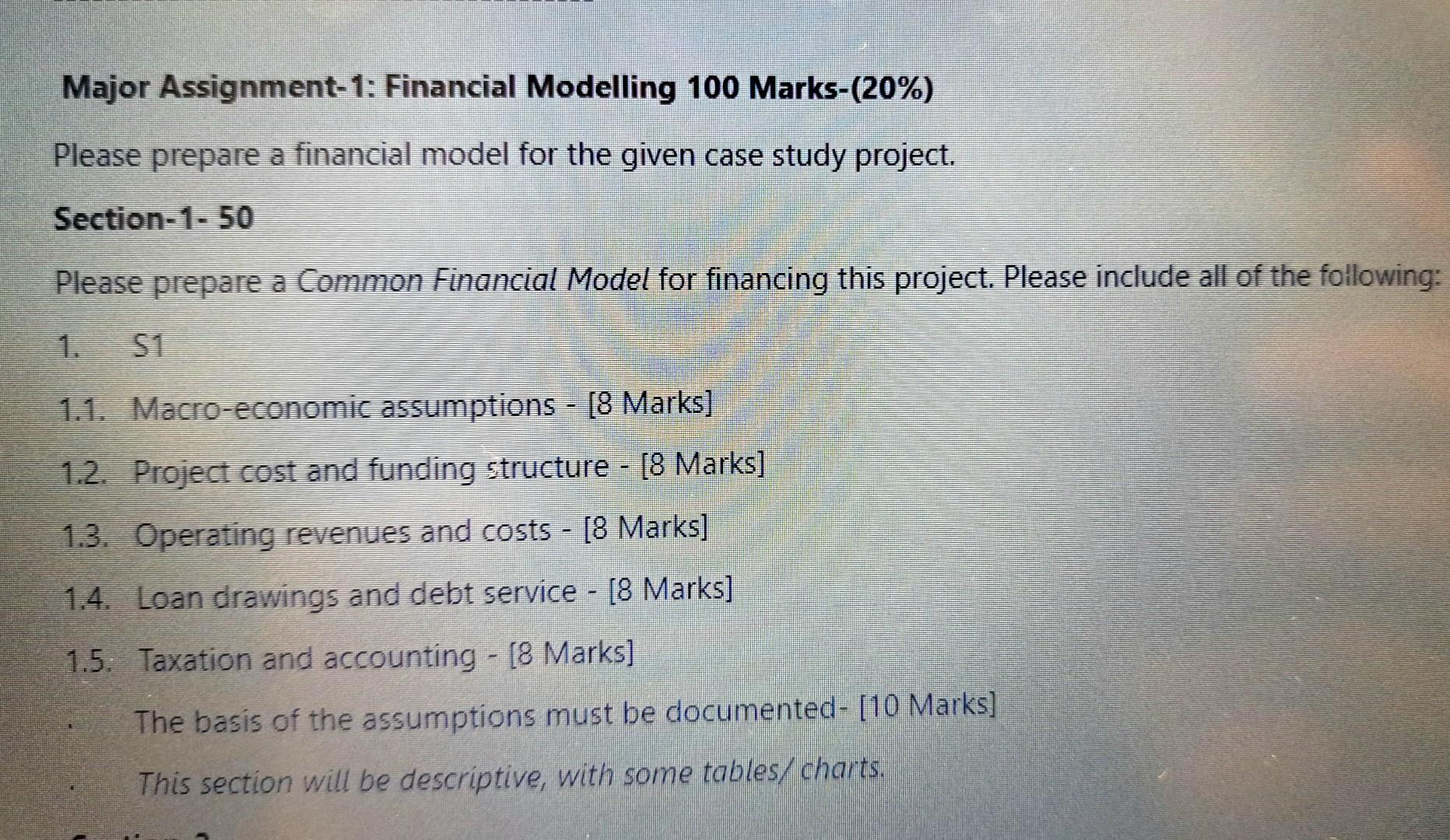 Solved Major Assignment-1: Financial Modelling 100 | Chegg.com