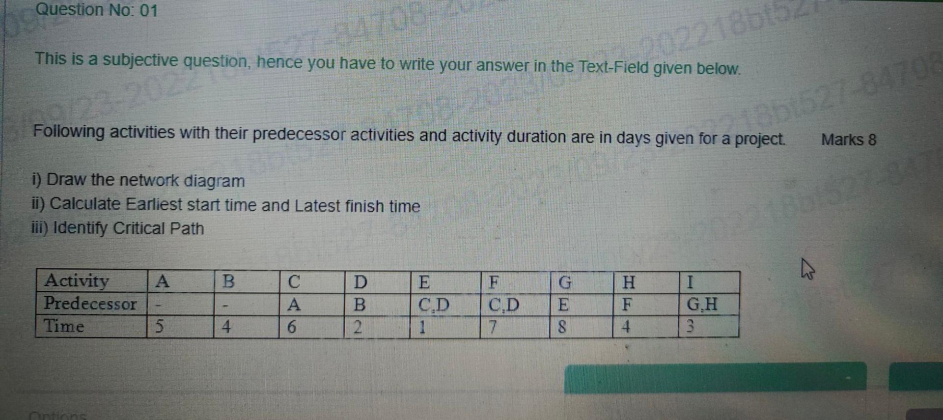 Solved Question No: 01 This is a subjective question, hence | Chegg.com
