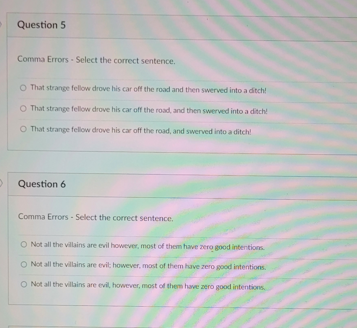 Question 5Comma Errors - ﻿Select the correct | Chegg.com