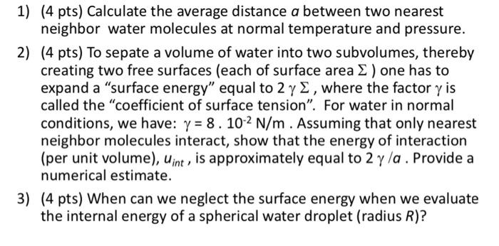 [Solved]: 1) (4 pts) Calculate the average distance a betwe