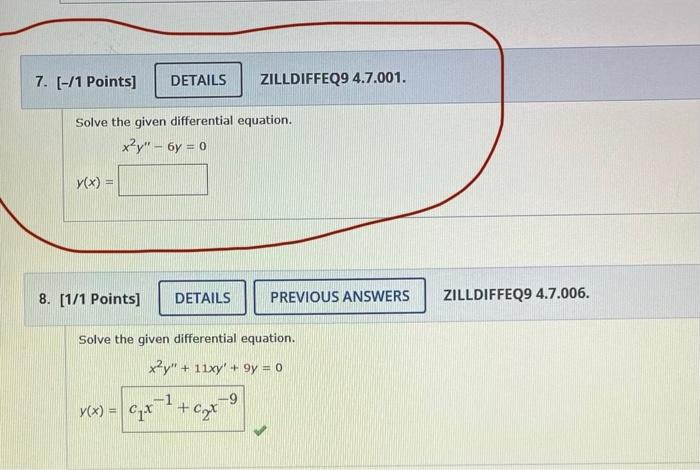 Solved Solve the given differential equation. x2y′′−6y=0 | Chegg.com